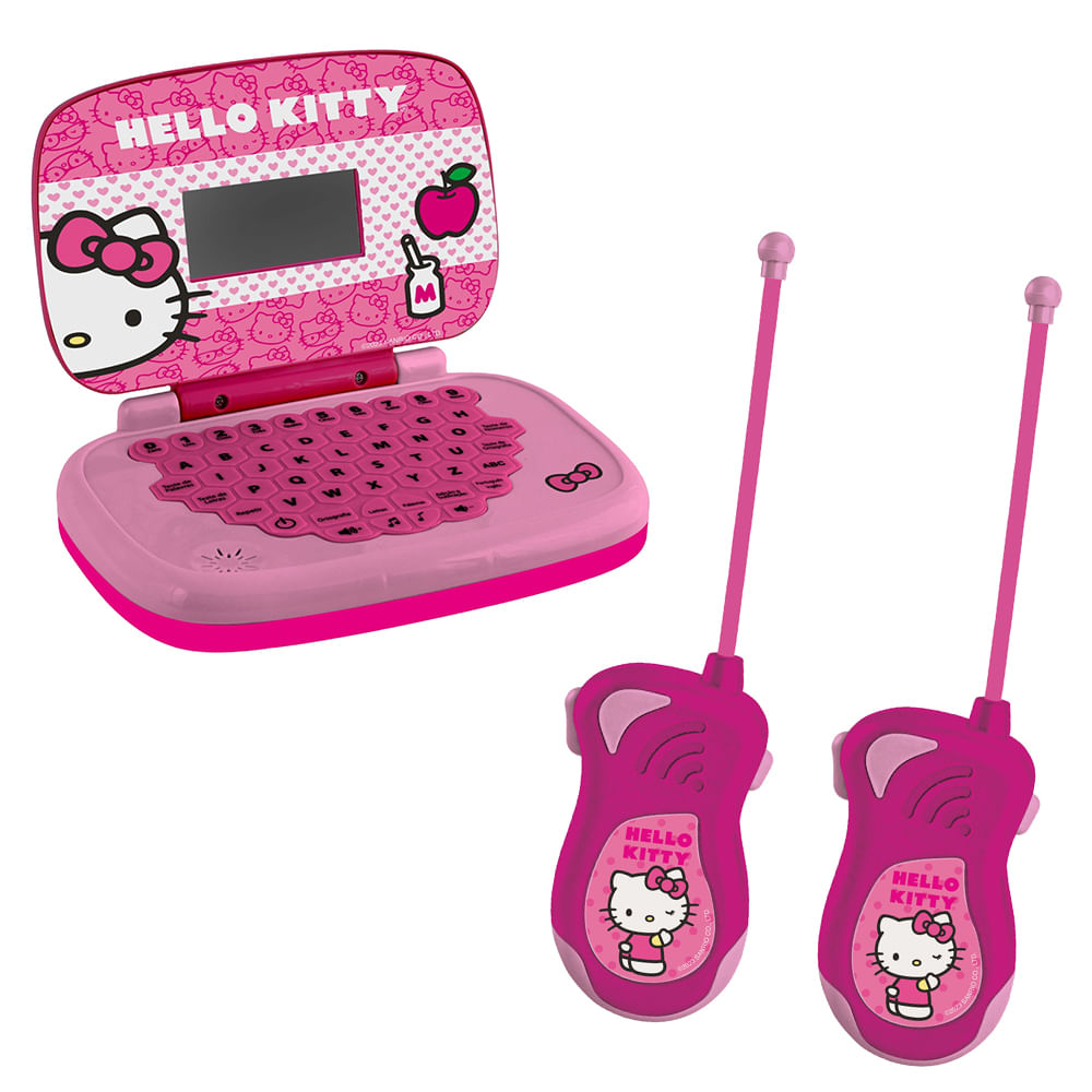 Kit Hello Kitty - Laptop Infantil Bilíngue + Walkie Talkie Infantil